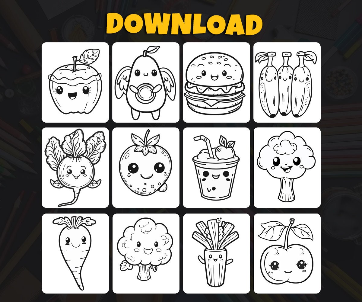 50 Kawaii Foods Printable Coloring Pages (PDF) for Kids, Toddlers ...