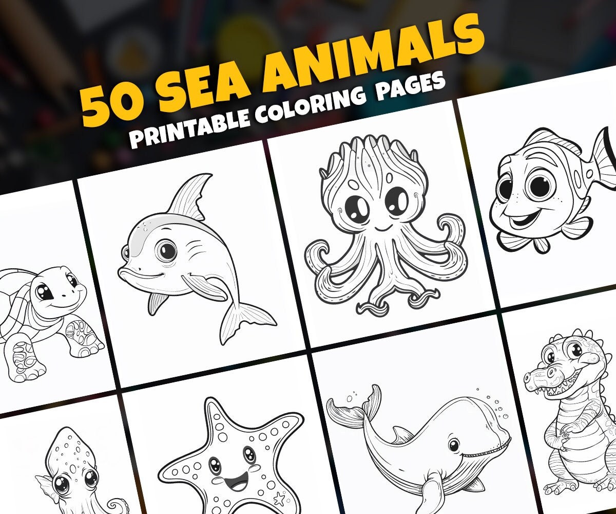 50 Cute Sea Animals Printable Coloring Pages PDF for Kids, Toddlers ...