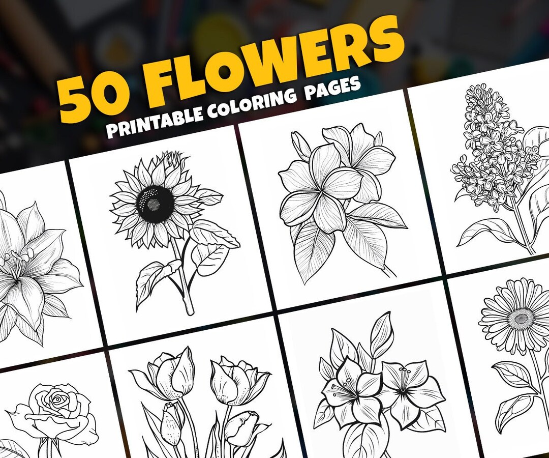 50 Flowers Printable Coloring Pages (PDF) for Kids, Toddlers ...