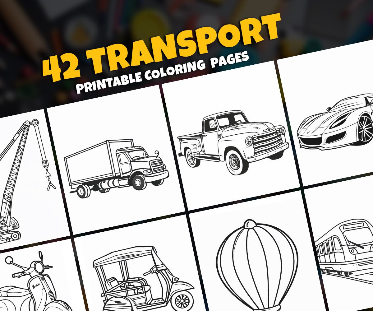 42 Transport Vehicles Printable Coloring Pages (PDF) for Kids, Toddlers ...
