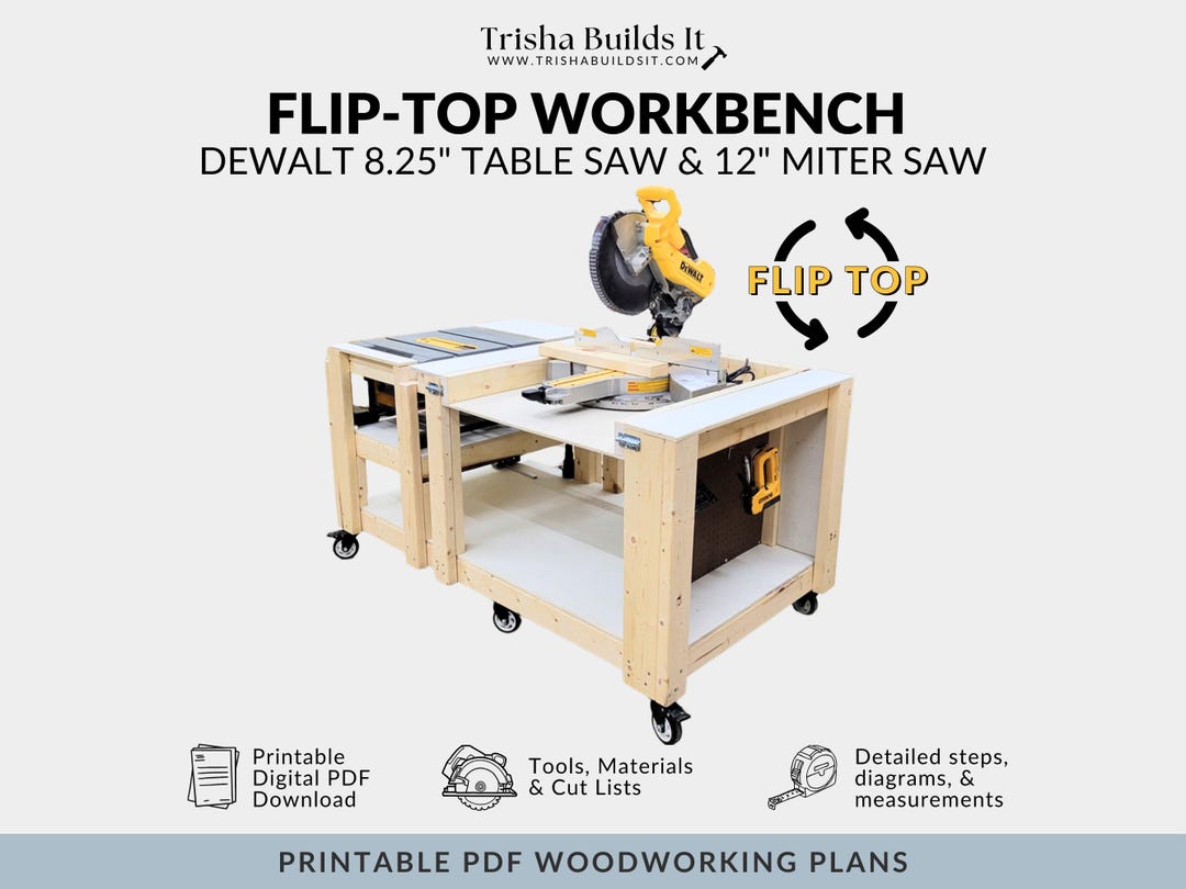 Compact Flip-top Workbench Plans (8.25" Table Saw/12" Miter Saw) - Etsy
