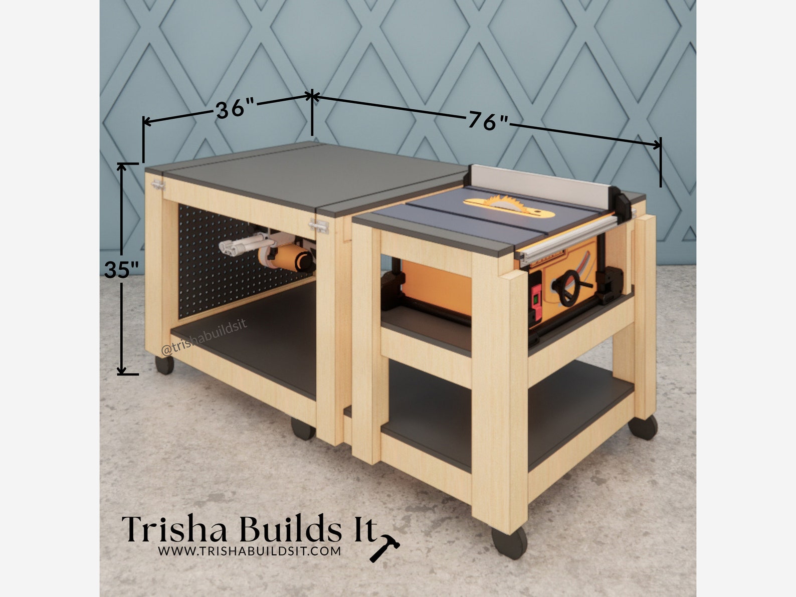 Compact Flip-top Workbench DEWALT 10 Table Saw/12 Miter Saw - Etsy