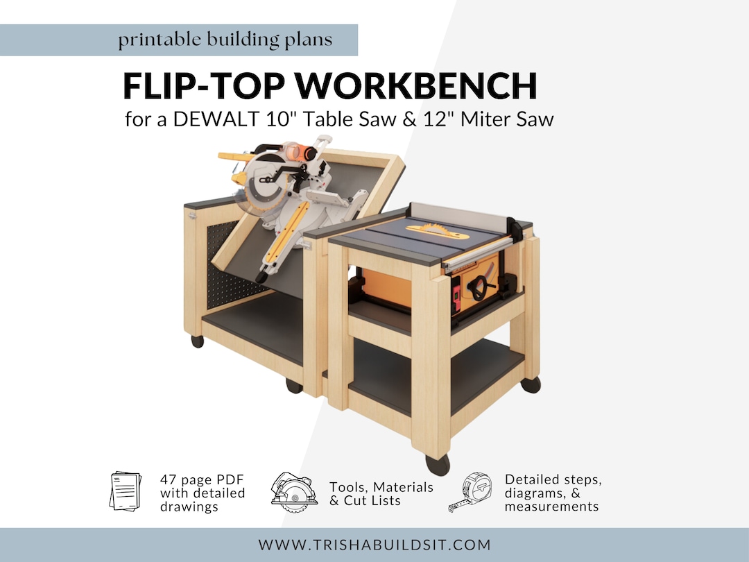 Compact Flip-top Workbench DEWALT 10 Table Saw/12 Miter Saw - Etsy