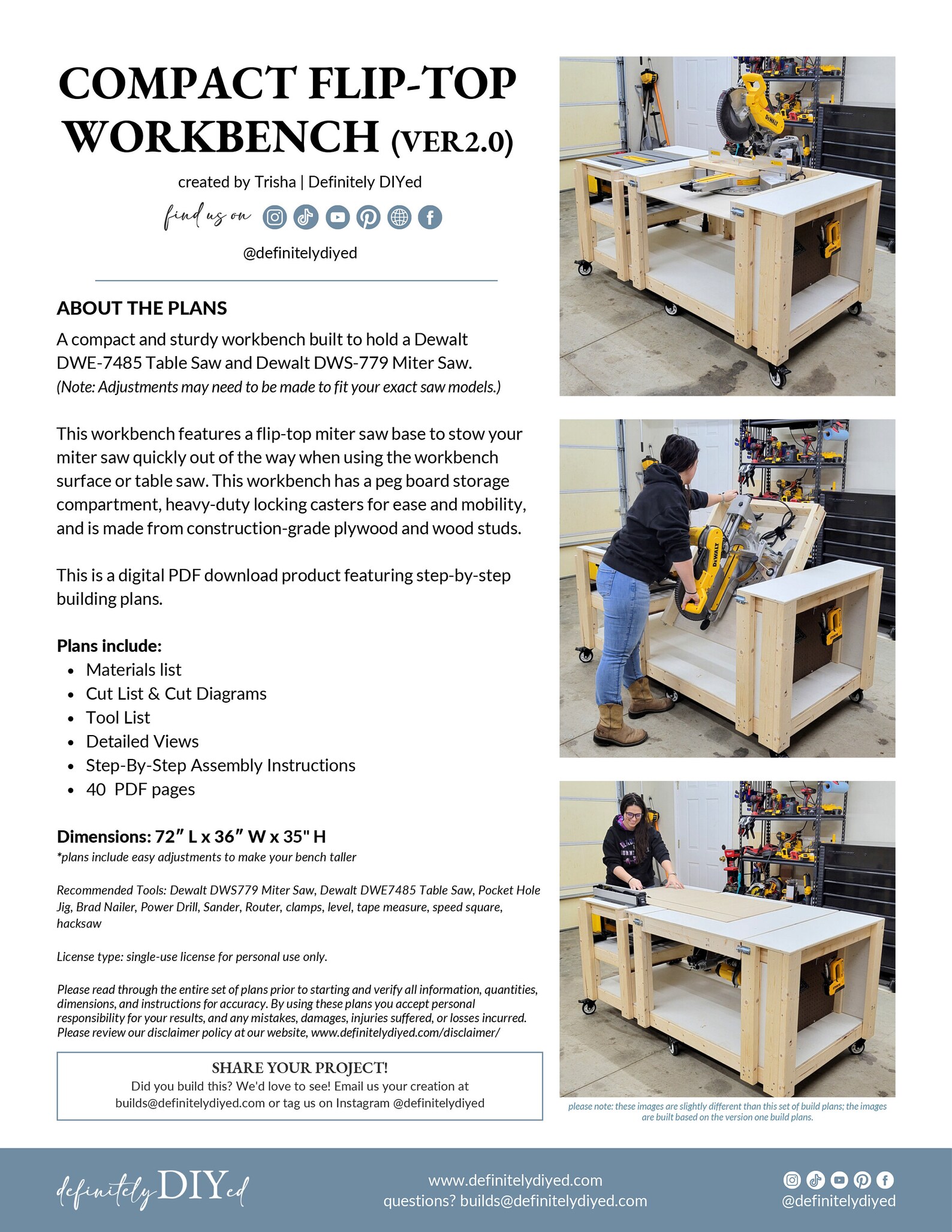 Compact Flip-top Workbench Plans ver 2.0 - Etsy
