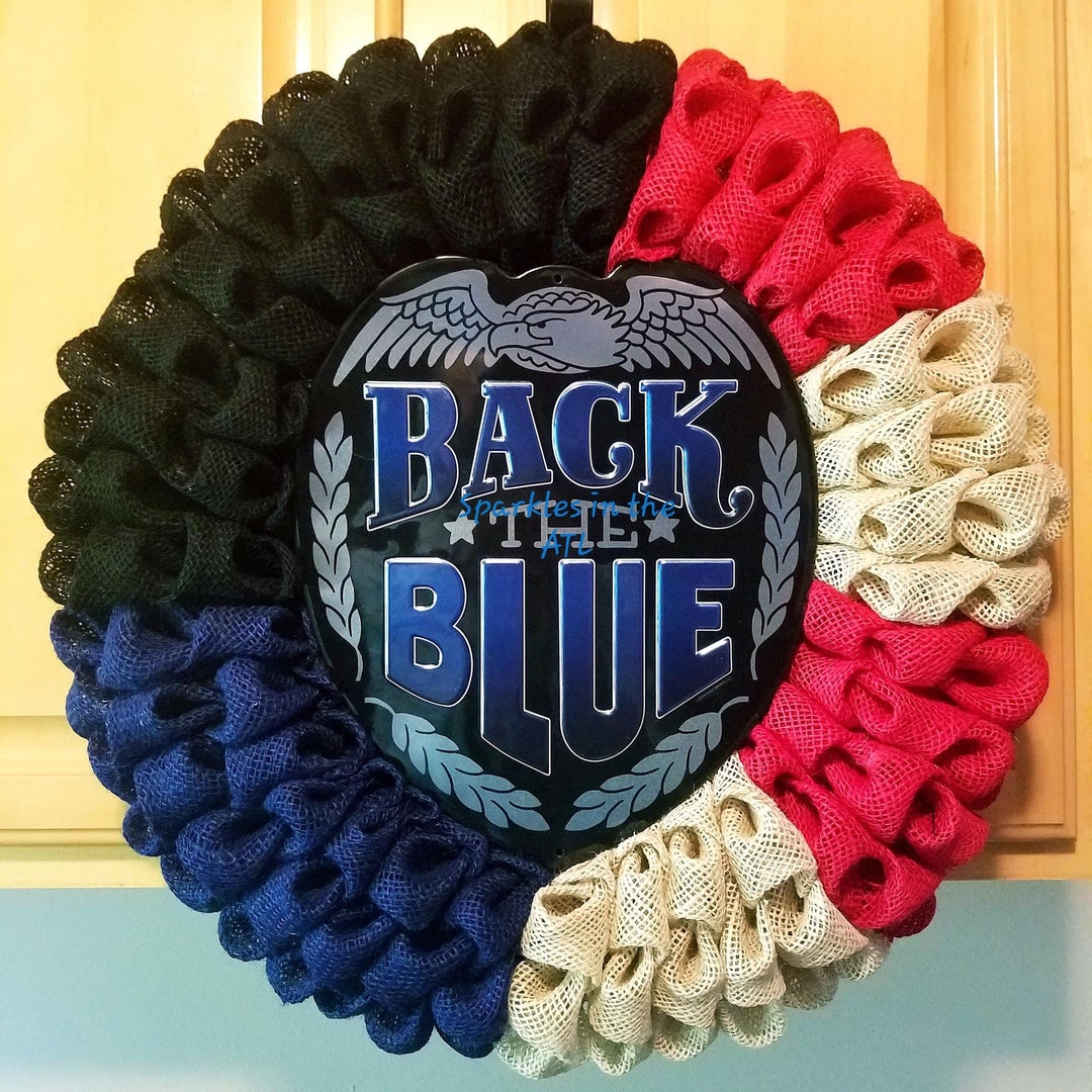 Police Wreath Burlap Police Wreath Back the Blue LEO Wreath Police ...