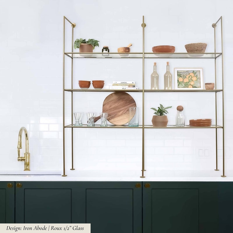Glass Brass Shelves Custom - Etsy