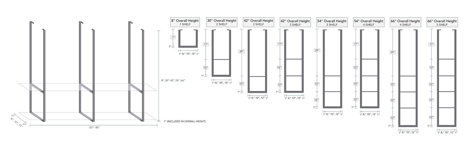 Oslo 1" Bracket - Suspended Ceiling-mounted Shelf Bracket (price is per ...