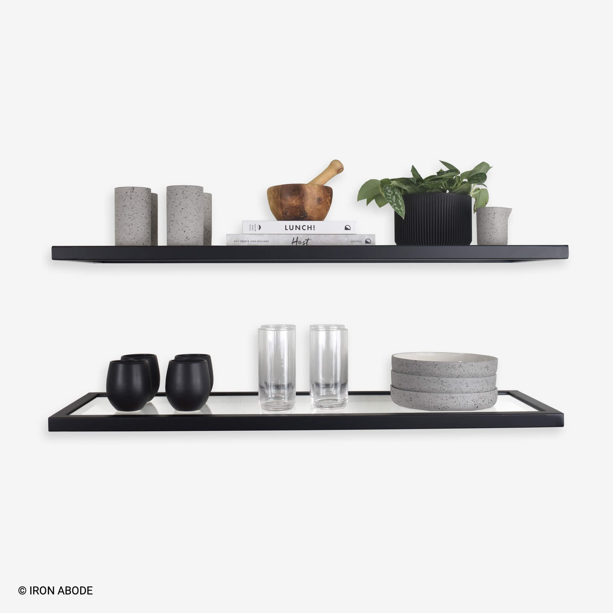 Floating glass shelves store