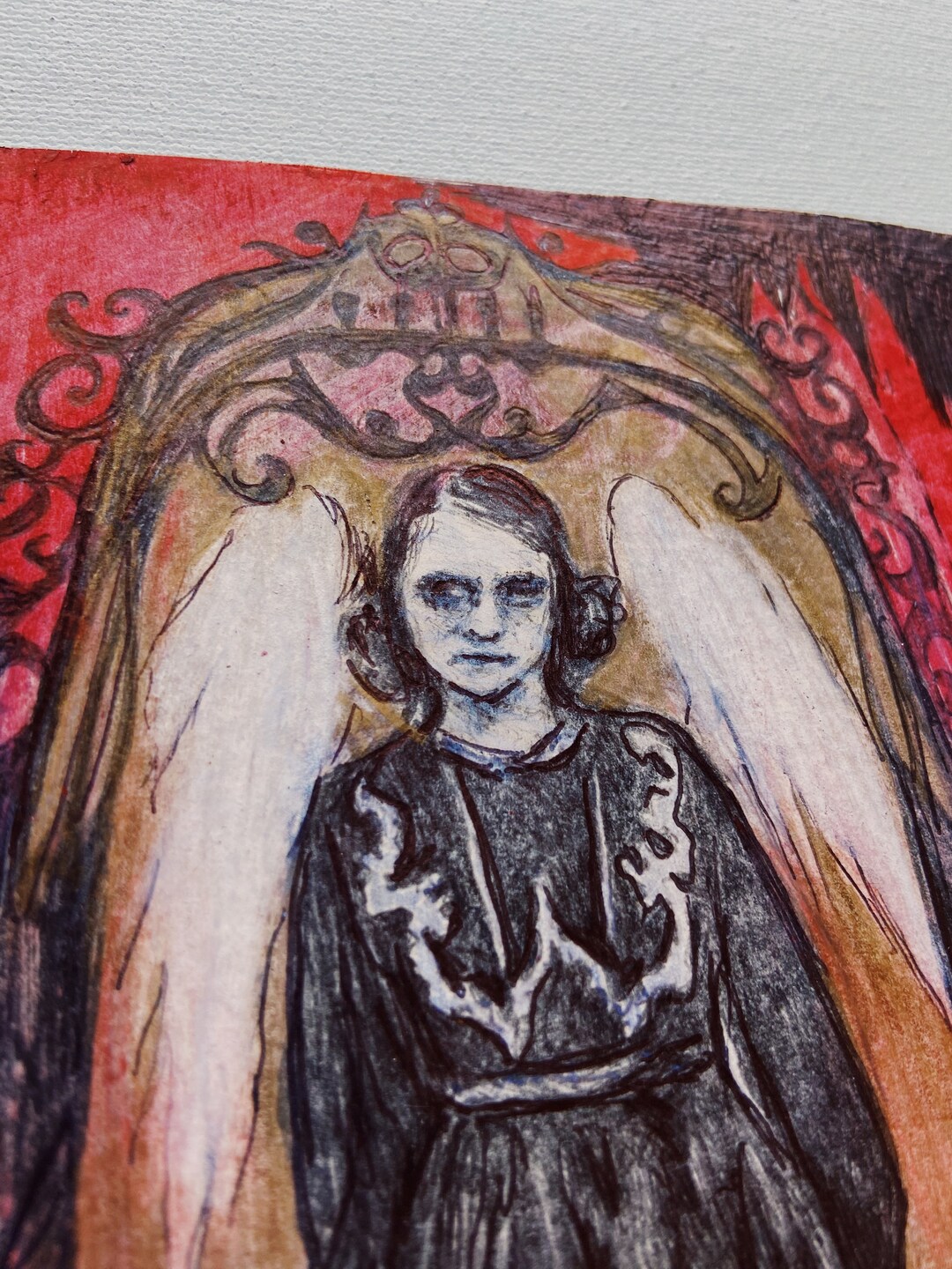 Ghost Girl | Original Mixed Media Drawing by Laurie Hartranft - Etsy