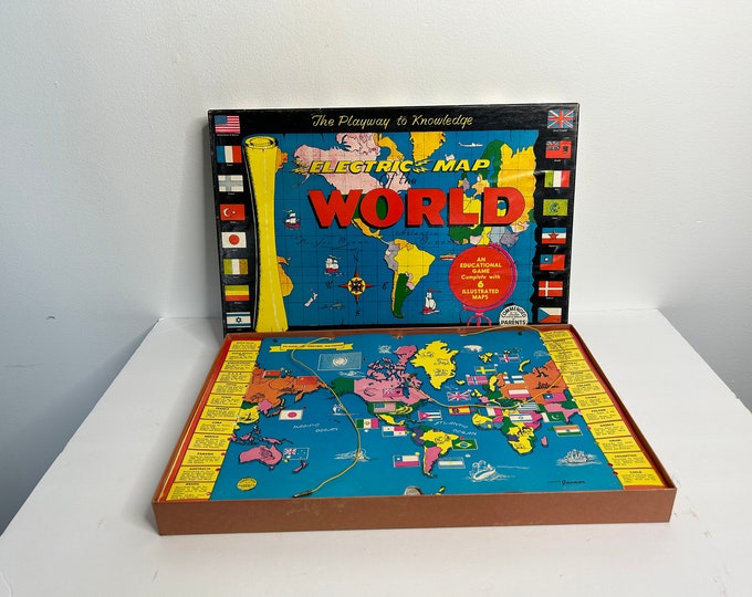 Vtg 1950s World Map Electric Map Game / Jacmar Manufacturing / Vintage ...