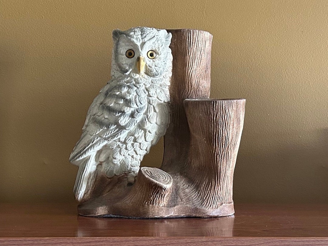 Vintage Ceramic Owl Statue / 10.5” Owl / Large Owl Figurine / Nature ...