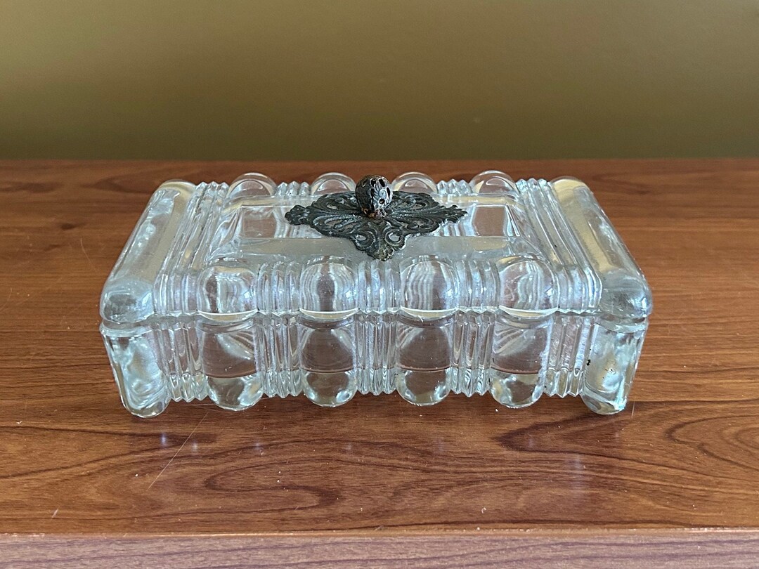 1940s Baccarat Style Glass Box has CHIPS See Photos / Jeweley Box ...