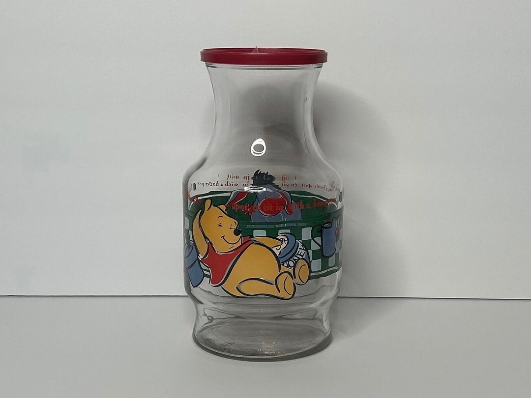 Vtg Winnie the Pooh Glass Carafe / Juice Pitcher / Vintage Pooh Bear ...
