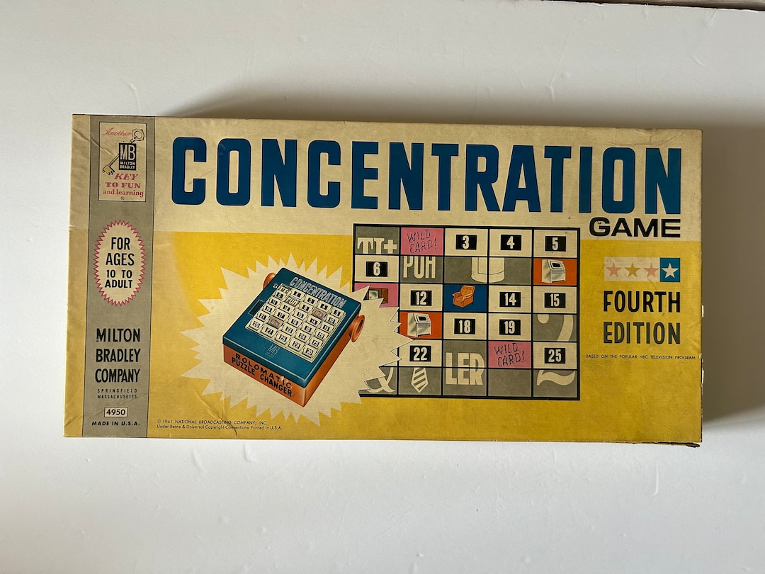 1961 Concentration Board Game Milton Bradley / Vintage 1960s Board ...