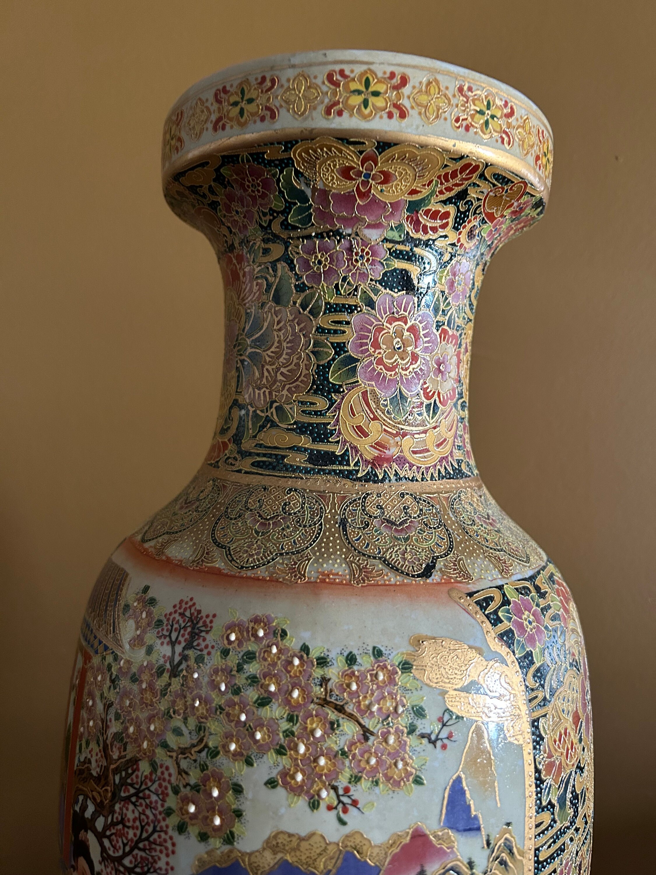 Vintage 18 Japanese Satsuma Style Vase / Porcelain Moriage - Etsy