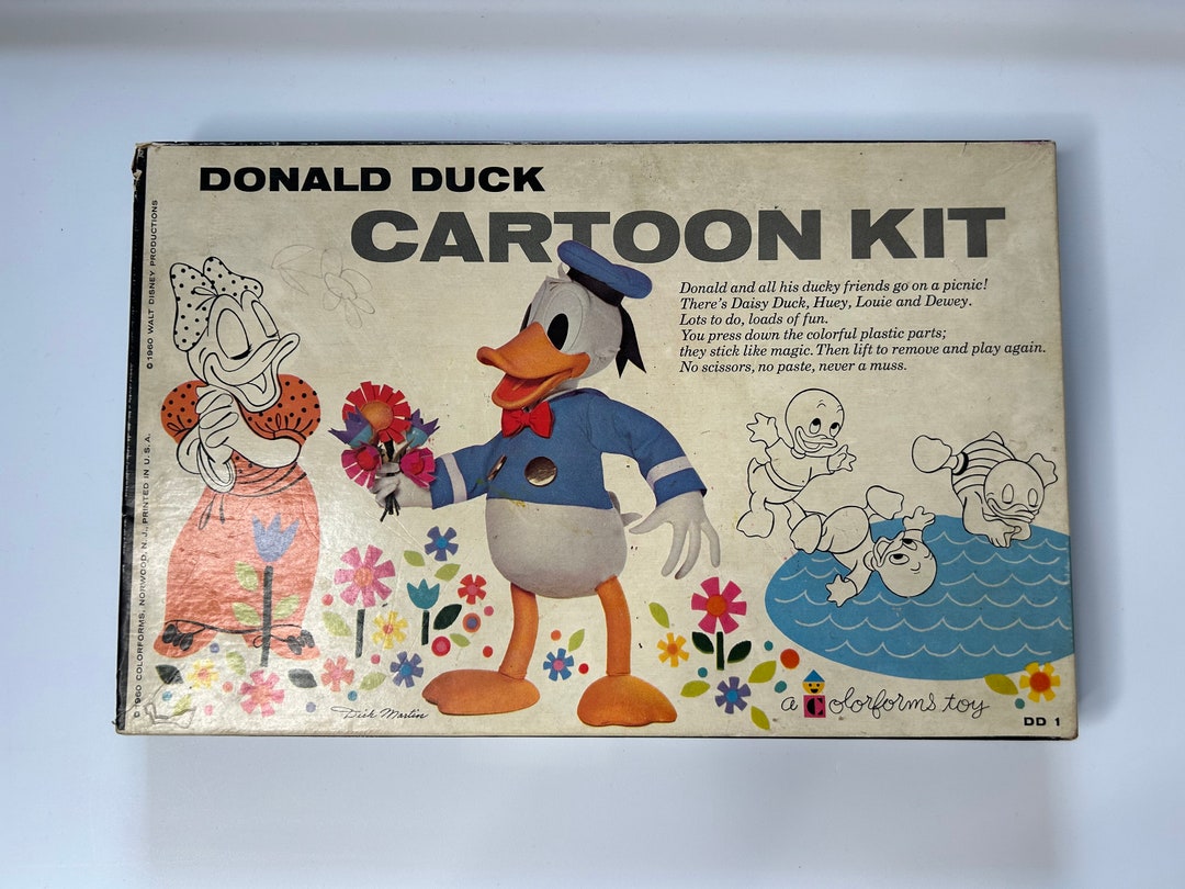 Rare 1960s Donald Duck Colorforms Cartoon Kit / Daisy Duck Huey, Louie ...