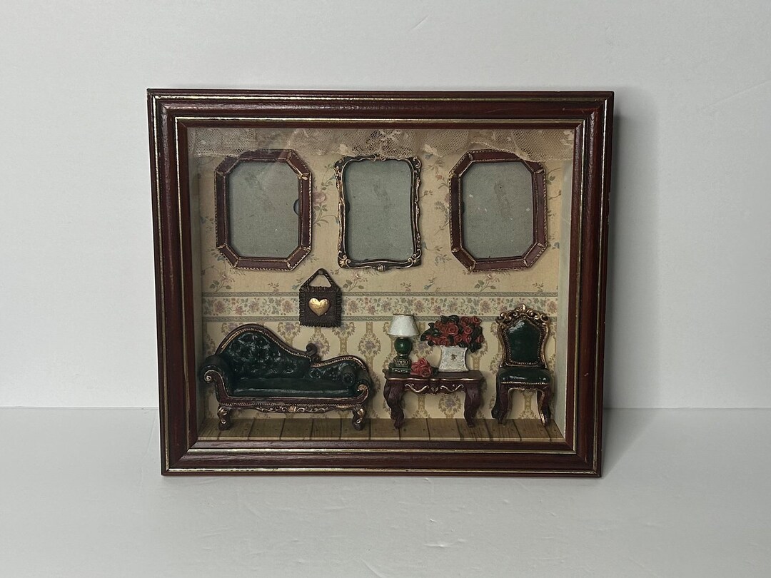 Vtg Diorama Picture Frame / Wall Hanging Dollhouse Diorama Shadow Box ...