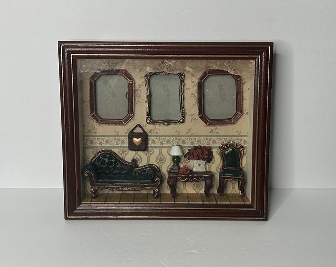 Vtg Diorama Picture Frame / Wall Hanging Dollhouse Diorama Shadow Box ...
