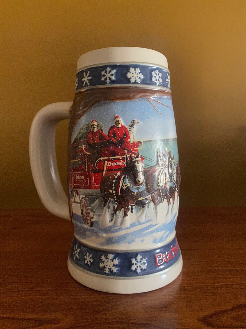 1995 Budweiser Holiday Stein - Clydesdale Horses - Lighting the Way ...