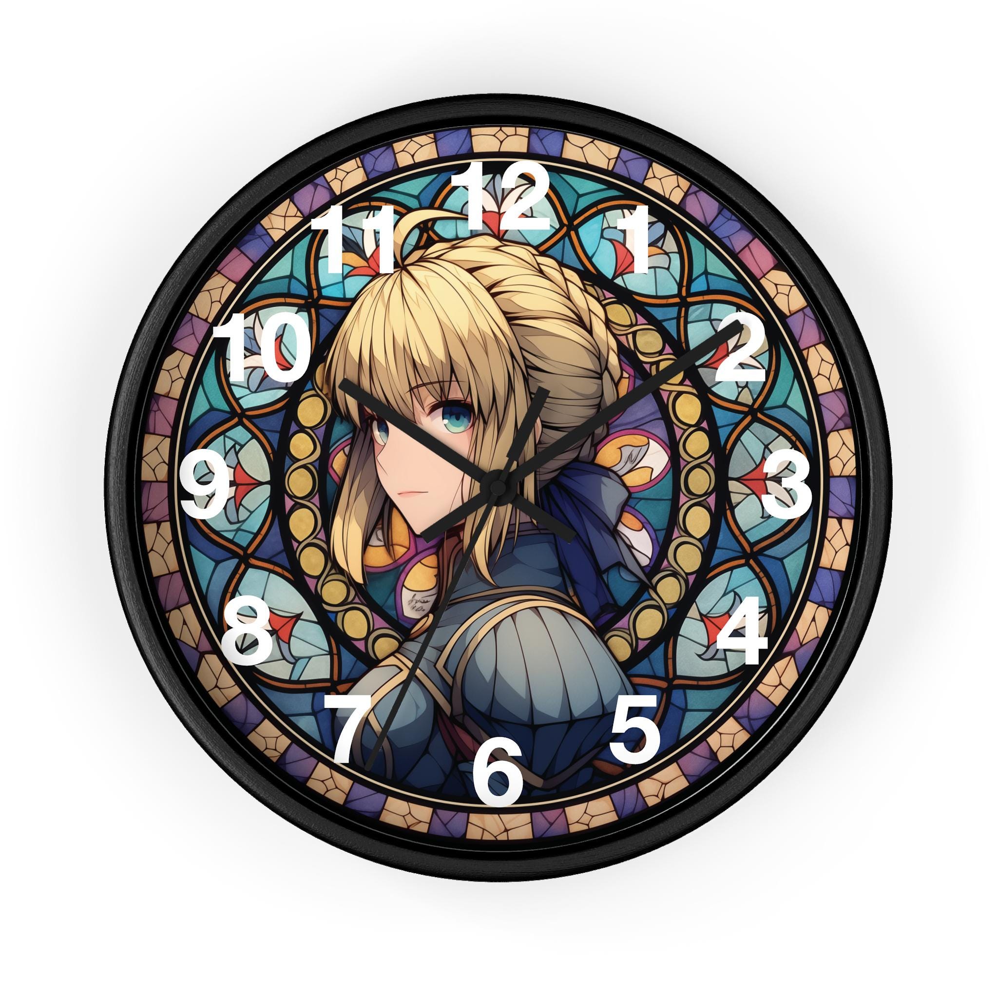 Anime Wall Clock Saber, Japanese Anime Clock, Manga Decor, Otaku Gift ...