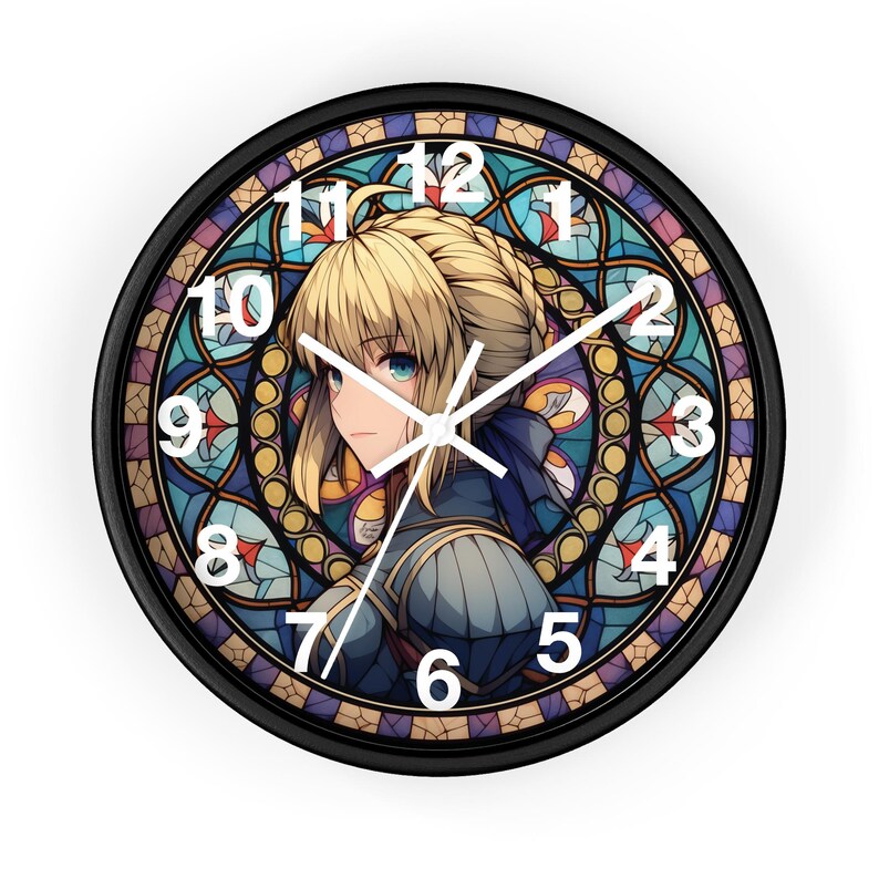 Anime Wall Clock Saber, Japanese Anime Clock, Manga Decor, Otaku Gift ...