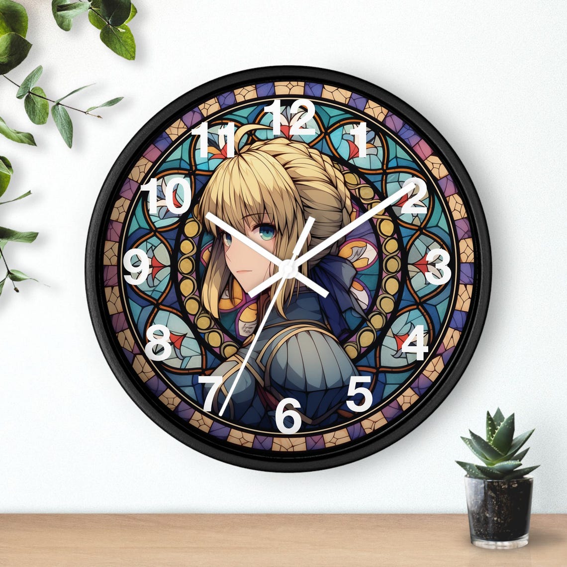 Anime Wall Clock Saber, Japanese Anime Clock, Manga Decor, Otaku Gift ...