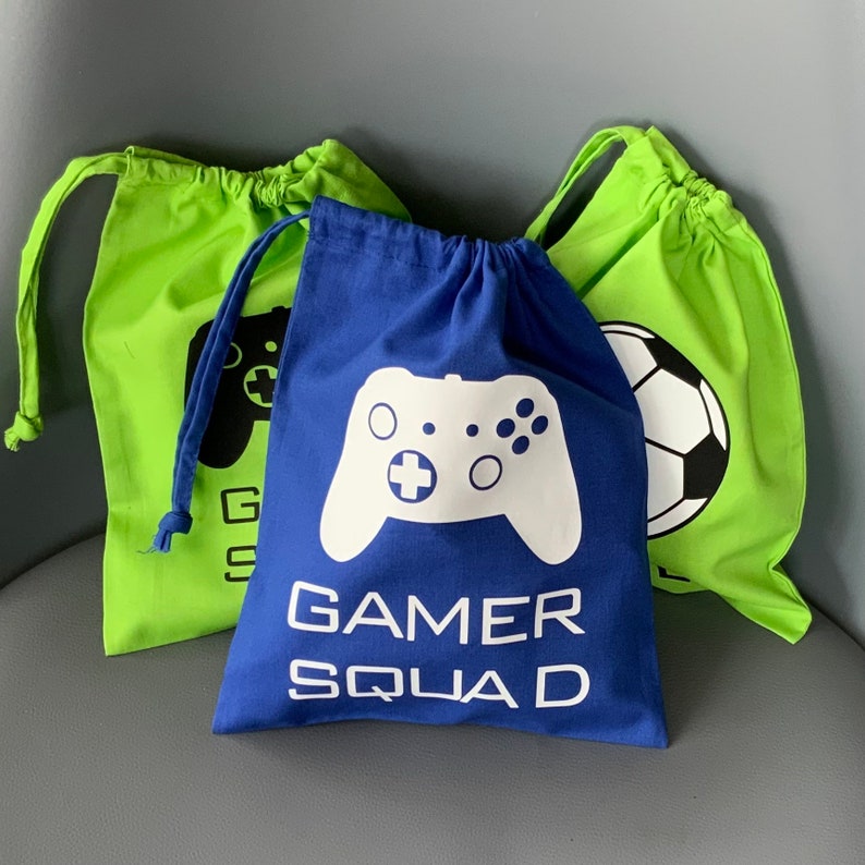 Gamer squad Party cotton Bags. Boys or girls cloth favour | Etsy