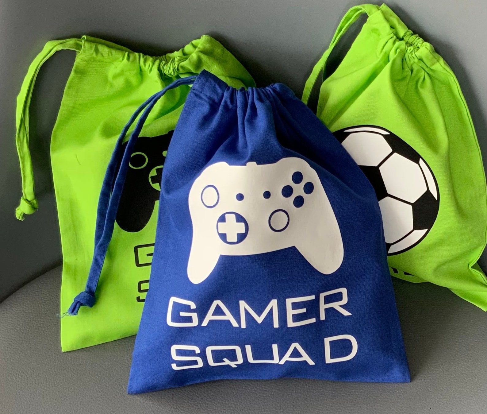 Gamer Squad Party Cotton Bags. Boys or Girls Cloth Favour Bags ...