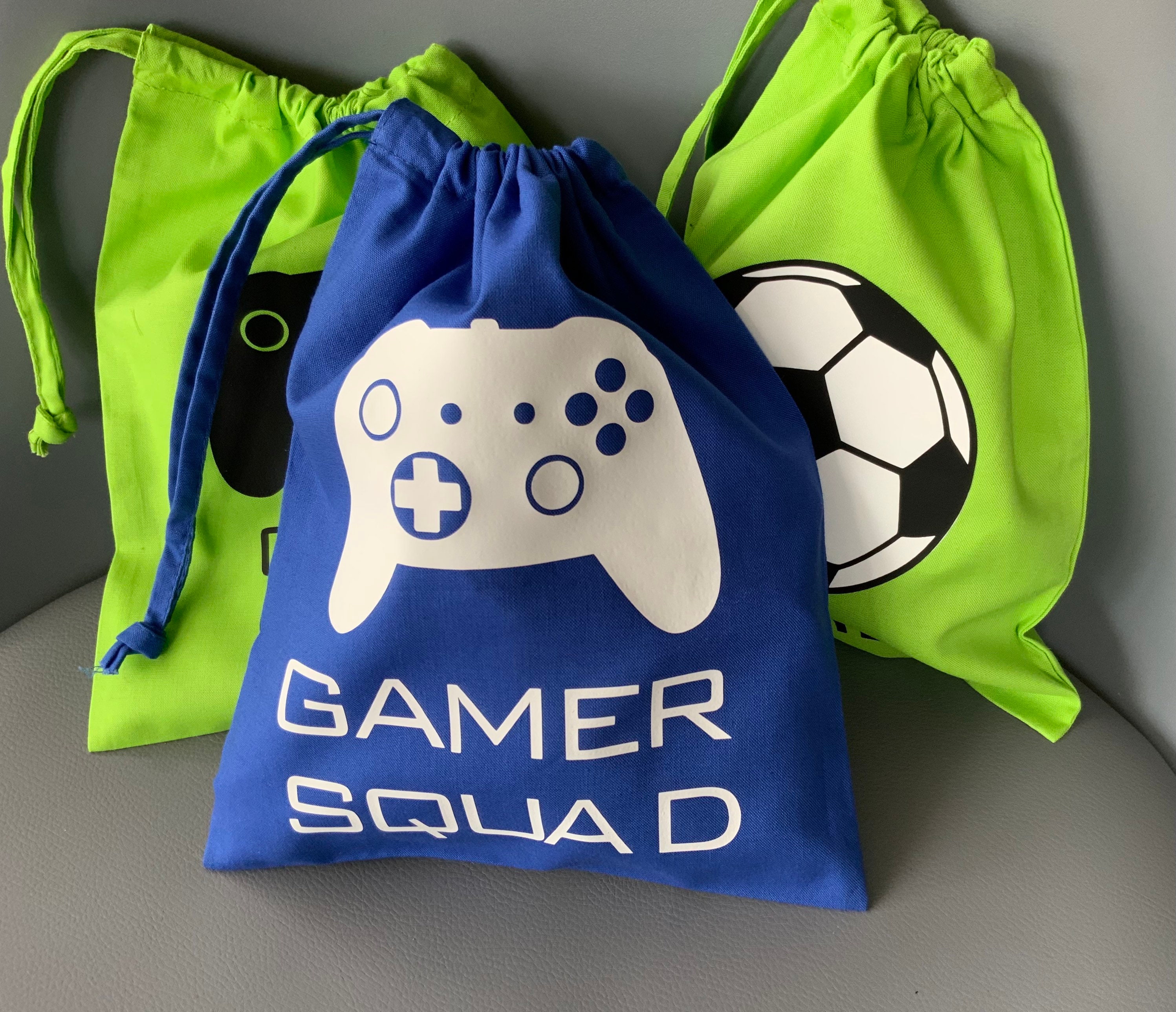 Gamer Squad Party Cotton Bags. Boys or Girls Cloth Favour Bags ...
