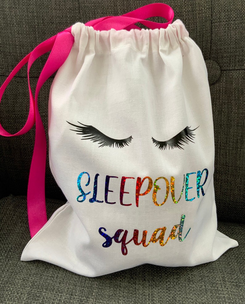 Sleepover Party Cotton Bags. Sleepover Squad Cloth Favour Bags | Etsy