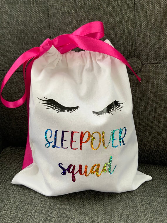 Sleepover Party Cotton Bags. Sleepover Squad Cloth Favour Bags | Etsy