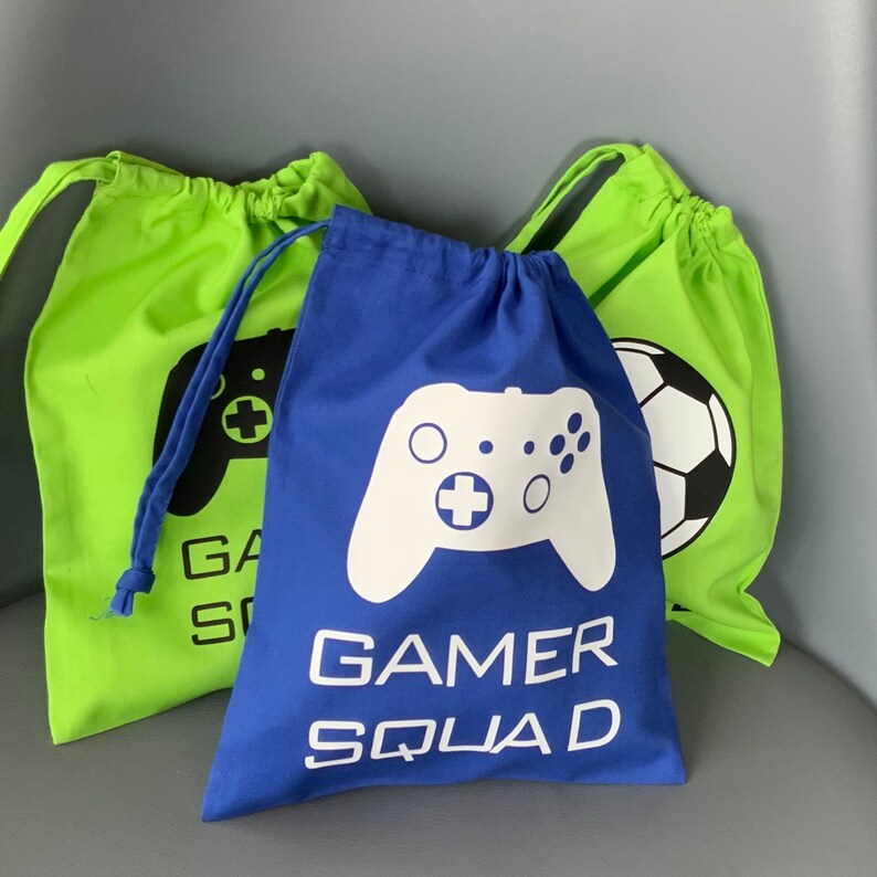 Gamer Squad Party Cotton Bags. Boys or Girls Cloth Favour Bags ...