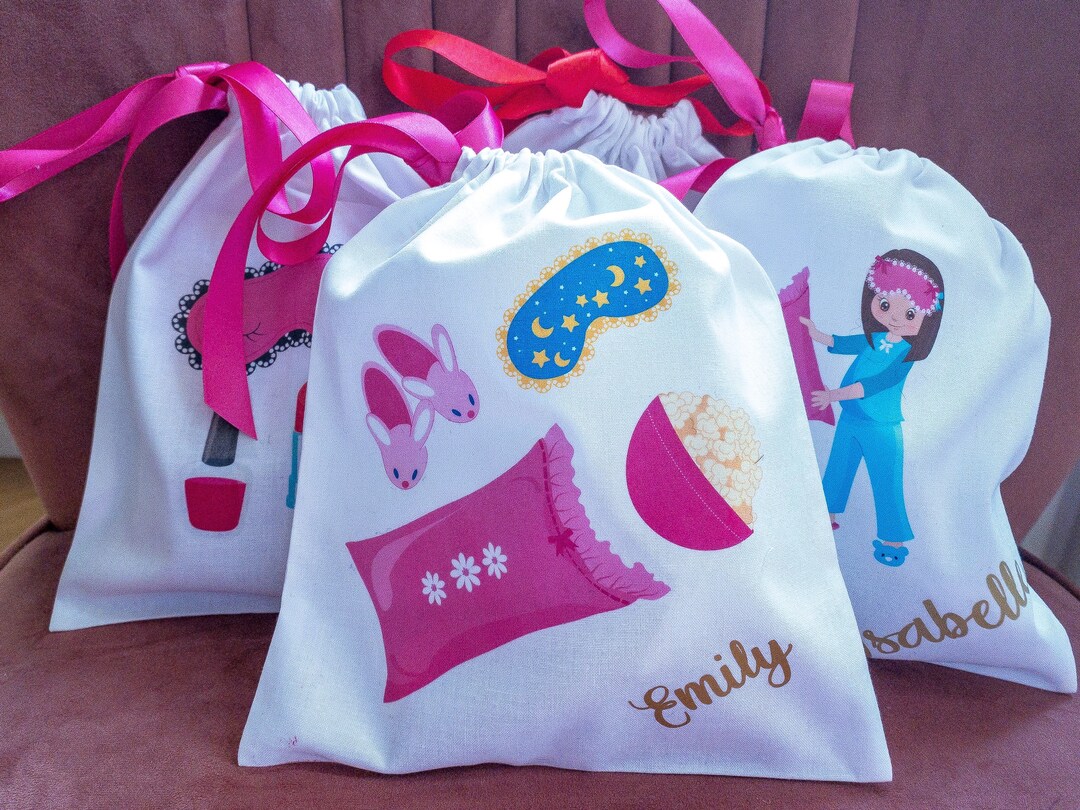 Personalized Sleepover Party Favor Bags: Luxury Cloth Gift Bags - Etsy
