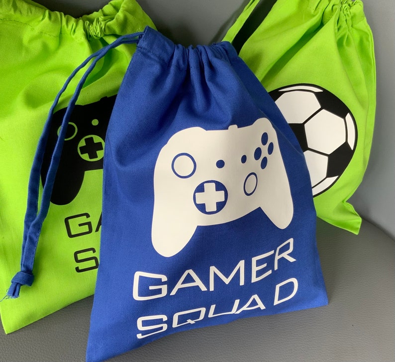 Gamer squad Party cotton Bags. Boys or girls cloth favour | Etsy