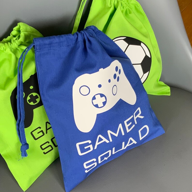 Gamer squad Party cotton Bags. Boys or girls cloth favour | Etsy