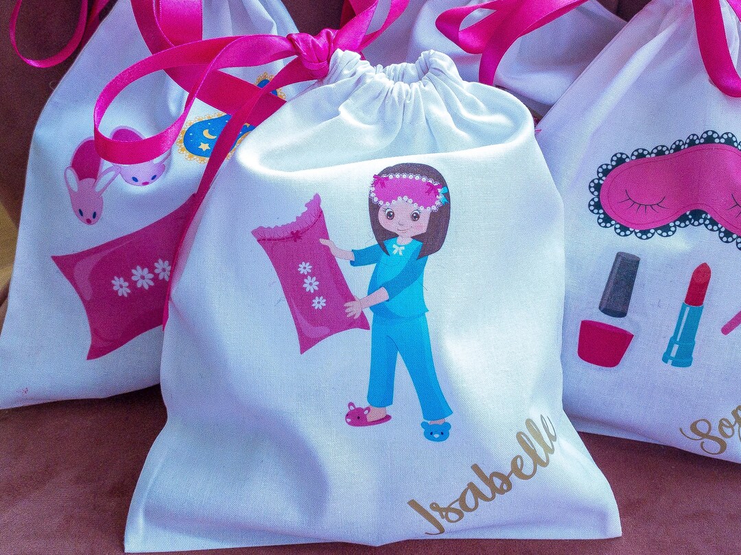 Personalized Cotton Sleepover Party Favor Bag - Sleepover Theme - Etsy