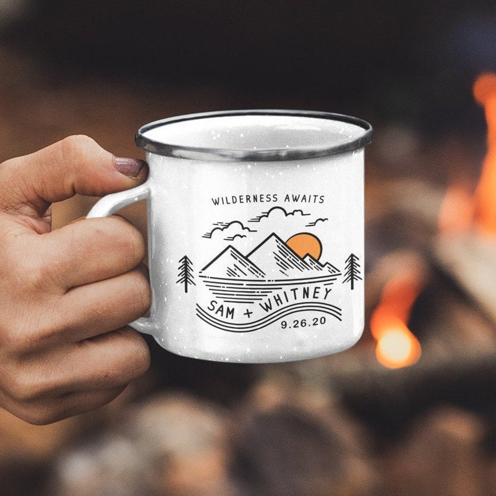Custom Camp Mug, Enamel Couple Adventure Mug, Camping Mug, Camper Gift ...
