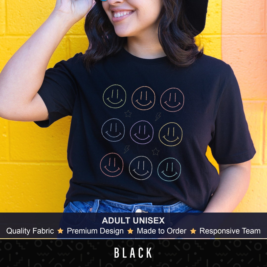 Smiley Face Shirt, Smile Face Aesthetic Shirt Happy Face Graphic Tee ...