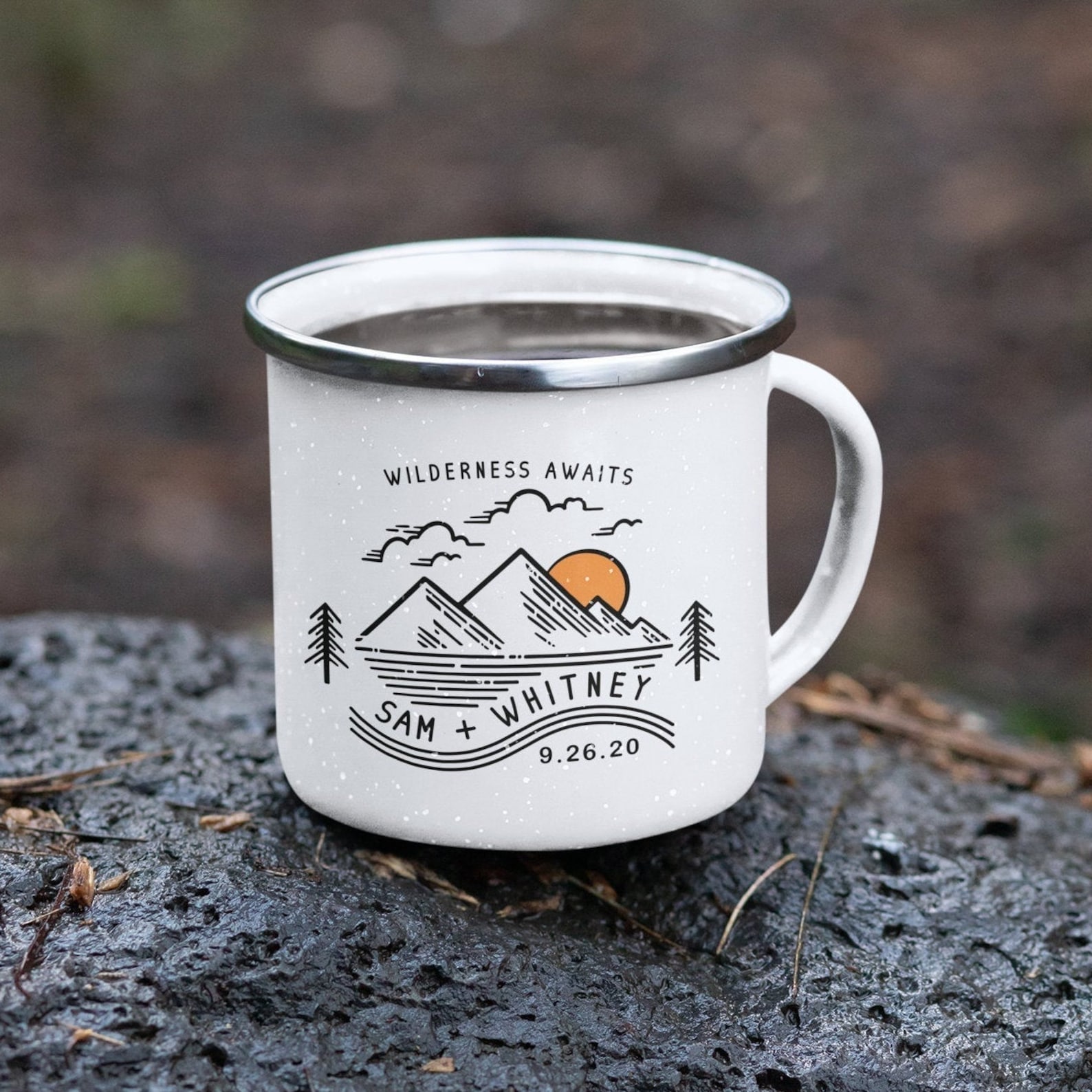 Custom Camp Mug, Enamel Couple Adventure Mug, Camping Mug, Camper Gift ...