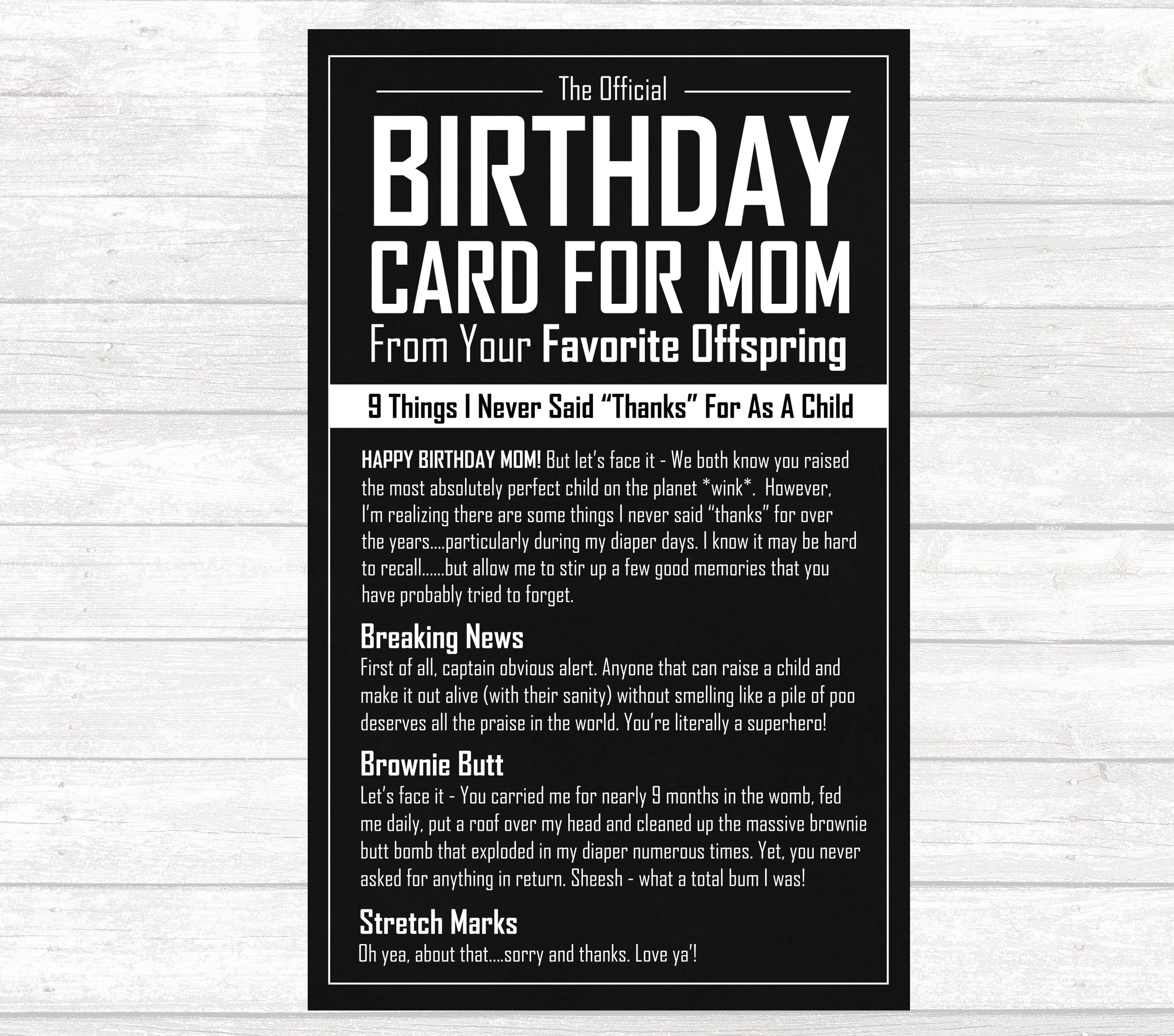 Funny Mom Birthday Card Funny Mom Card Funny Birthday Card - Etsy
