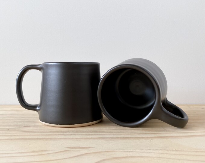 Handmade Ceramic Mug With Geometric Design in Black on Speckled Clay - Etsy