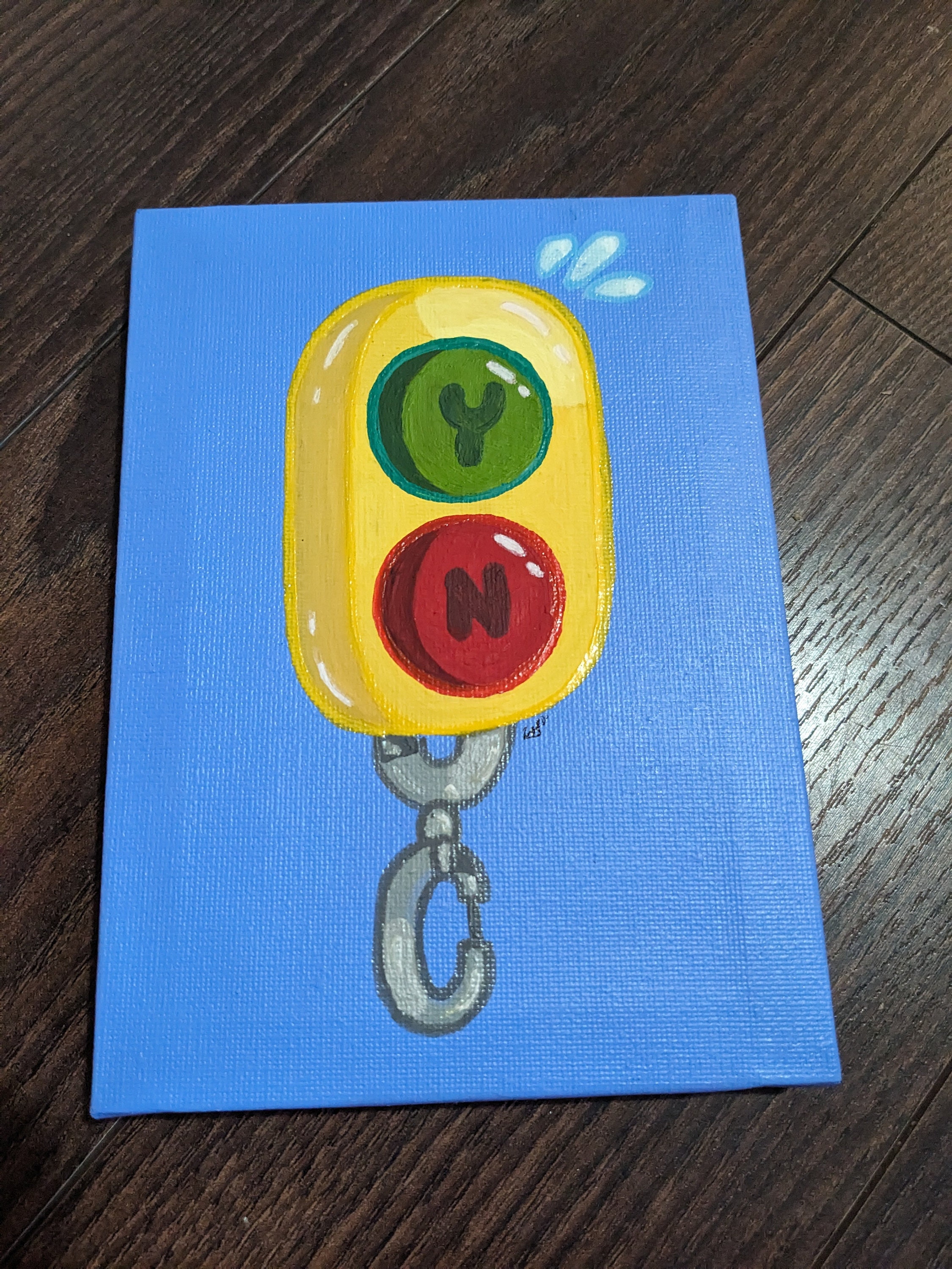 Bluey yes/no Button Acrylic Canvas - Etsy Bluey yes/no Button Acrylic Canvas - Etsy