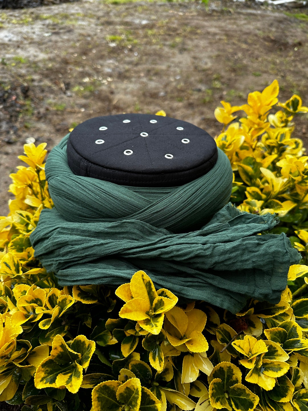 Claret Red, Green Edges, Handmade Islamic Prayer Hat, Imam Turban, Kufi ...