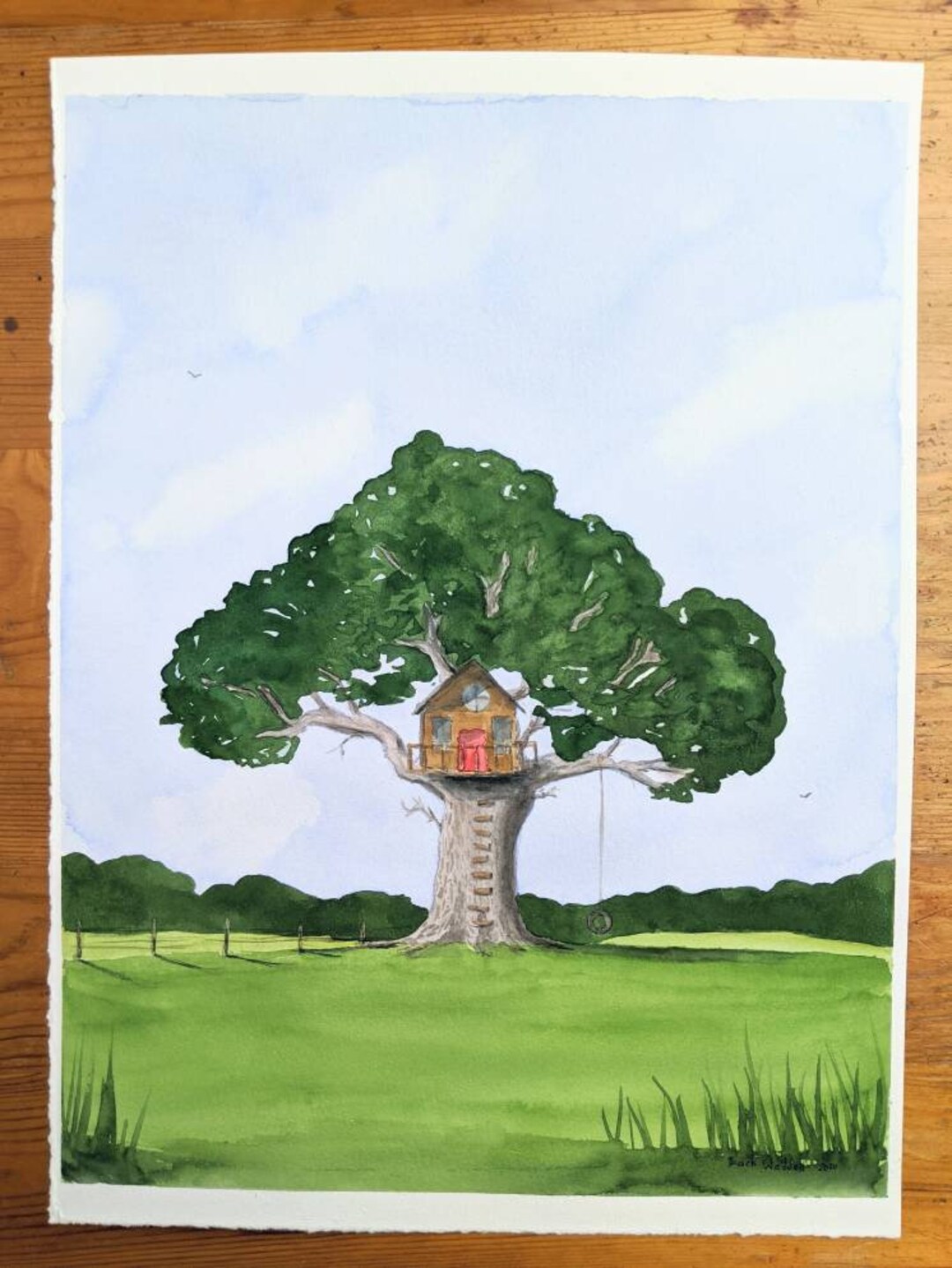 Tree House ORIGINAL Watercolor Painting 11x14 - Etsy
