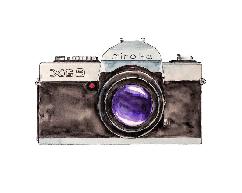 Minolta Film Camera Digital Download Print of Watercolor Painting - Etsy