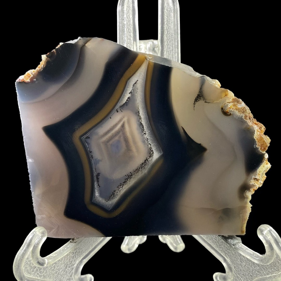 Turkish Agate Slab, Ultra Unpolished Black Banded Agate Slice, Agate ...