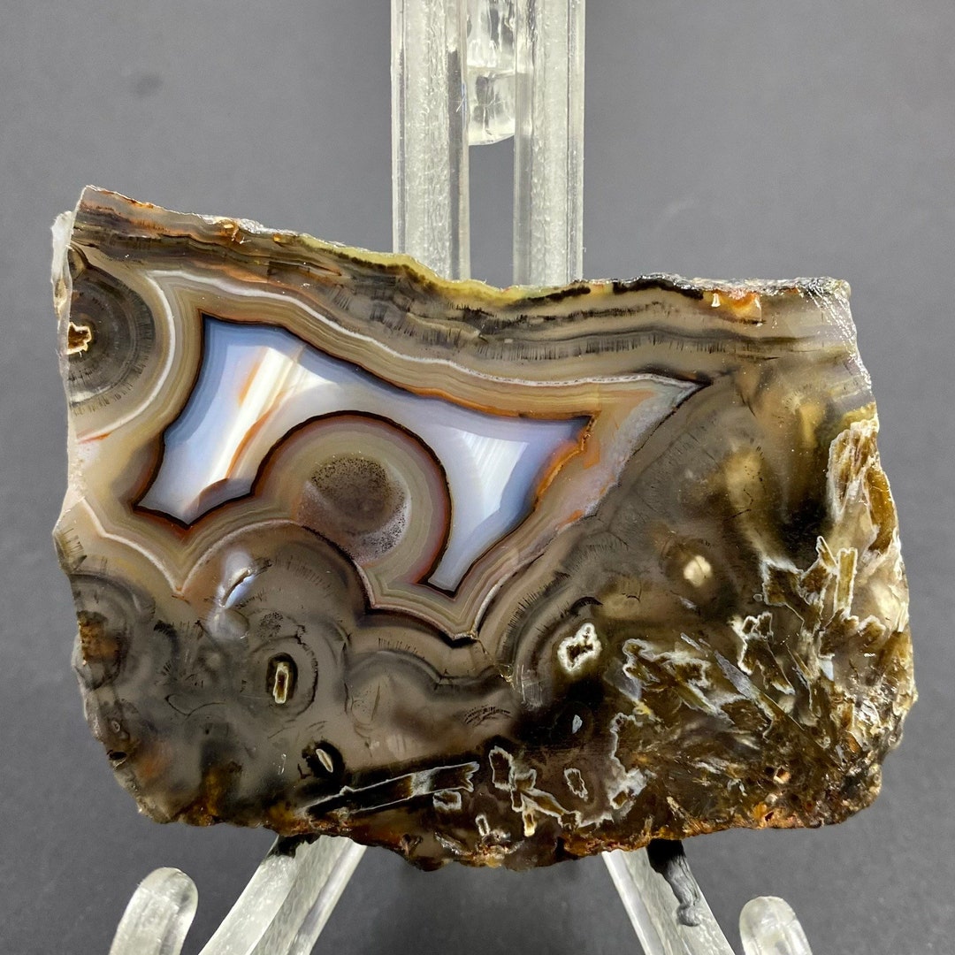 Turkish Unpolished Banded Pseudomorph Stick Agate Slab, Agate Lapidary ...