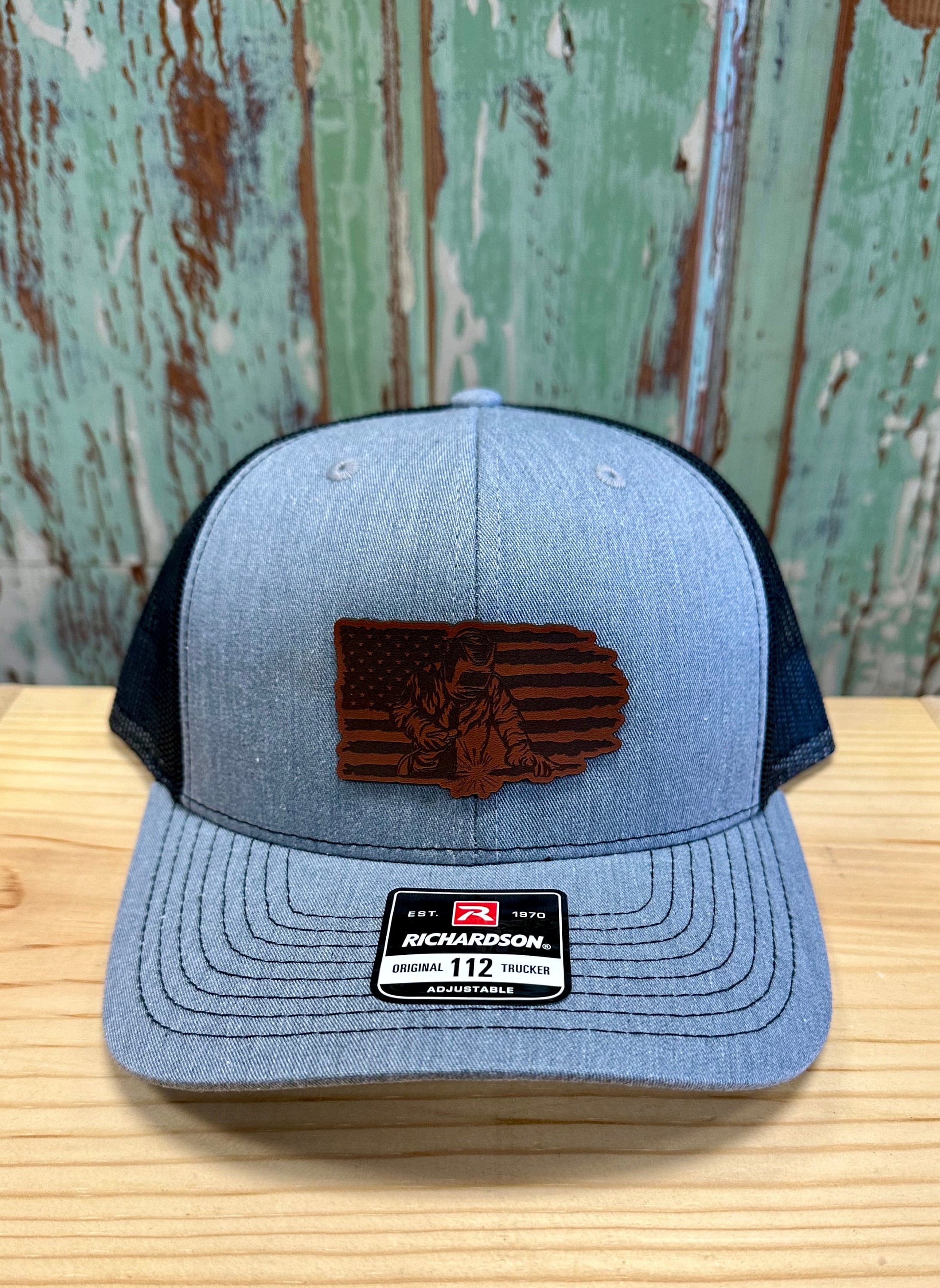 USA Welder Leather Patch Trucker Hat Richardson 112 - Etsy