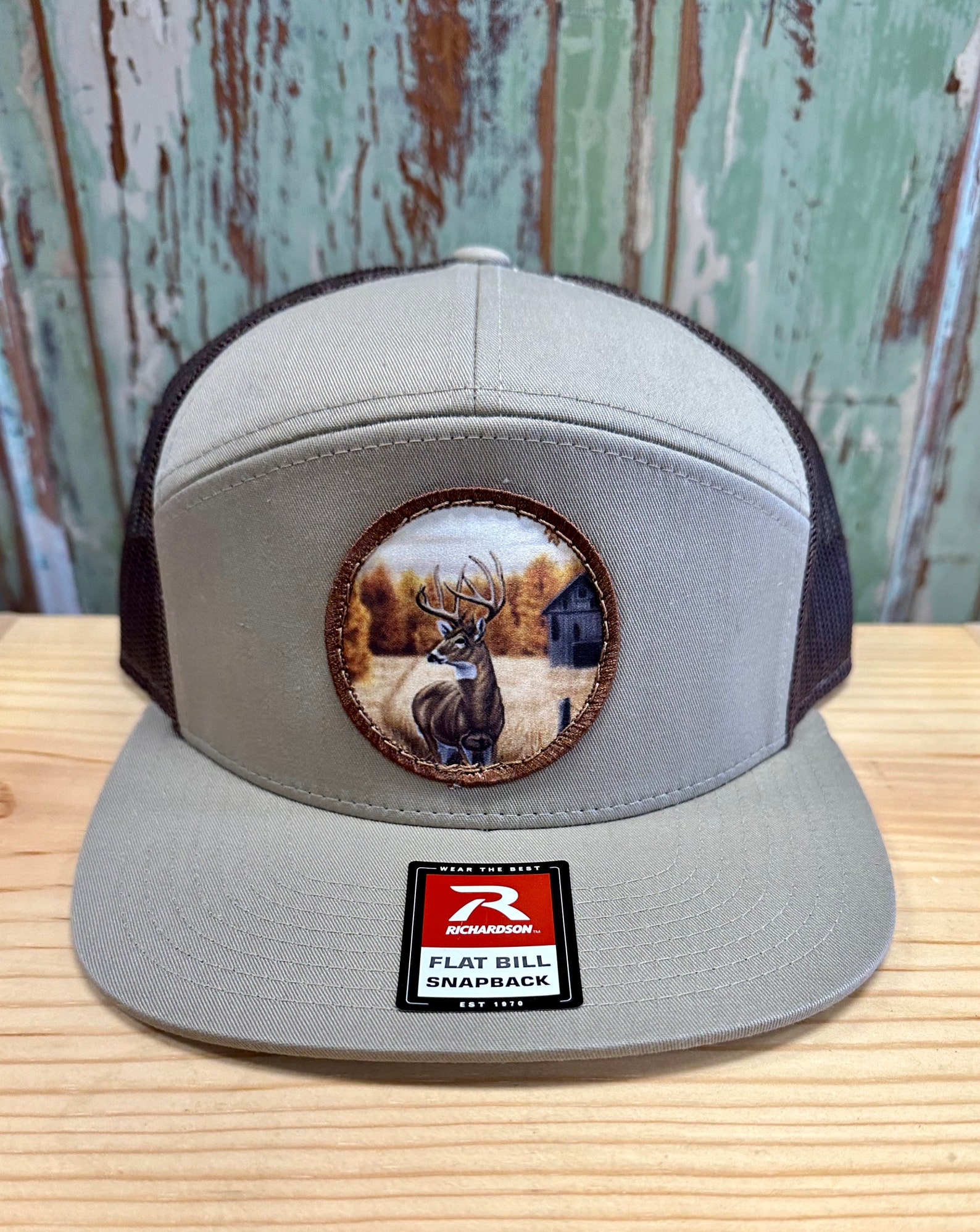 Barn Buck Patch 7 Panel Trucker Hat Snap Back Brown Patch - Etsy