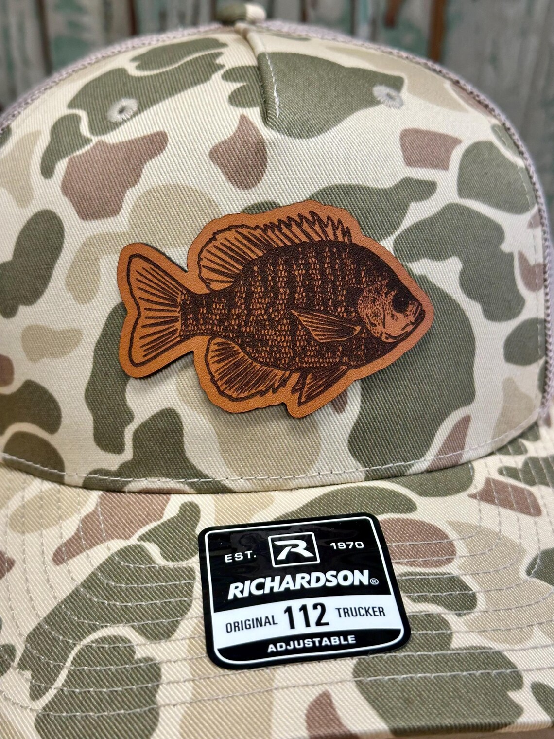 Bluegill Leather Patch Trucker Hat Adjustable Richardson 112 - Etsy